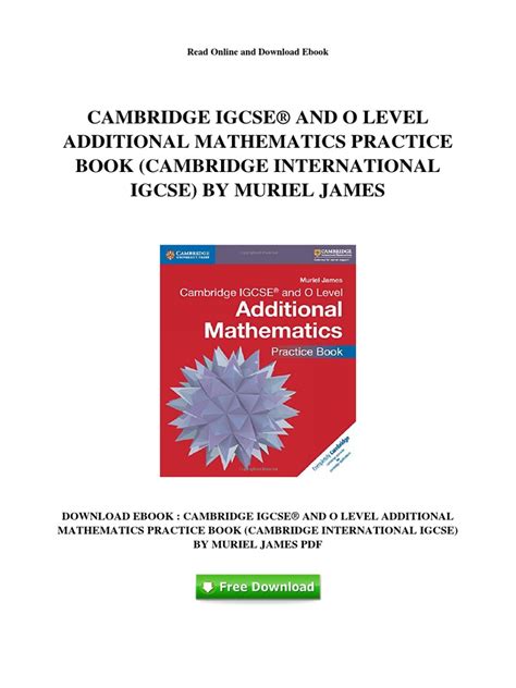 Cambridge Igcse Registered And O Level Additional Mathematics Practice Book Cambridge