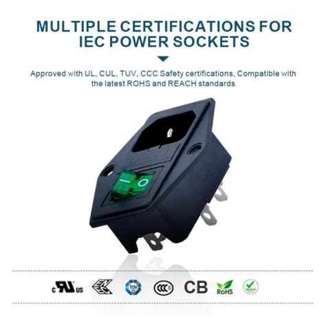 V A Switch Power Socket IEC C Fuse Switch Socket Pin