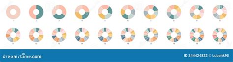 segment color slice set wheel round diagram part pie chart icons