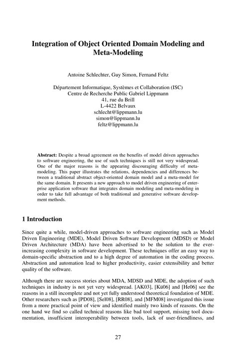 Pdf Integration Of Object Oriented Domain Modeling And Meta Modeling