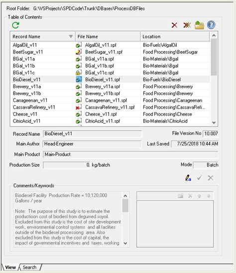 Process Library Interface View Tab