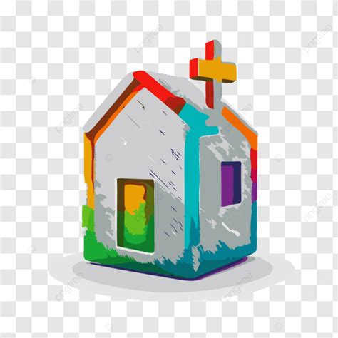 위에 십자가가 있는 화려한 집 벡터 흰색 배경에 있는 단순한 다채로운 망명 아이콘 그림자 없음 작은 프레임 중앙 Png 일러스트 및 벡터 에 대한 무료 다운로드