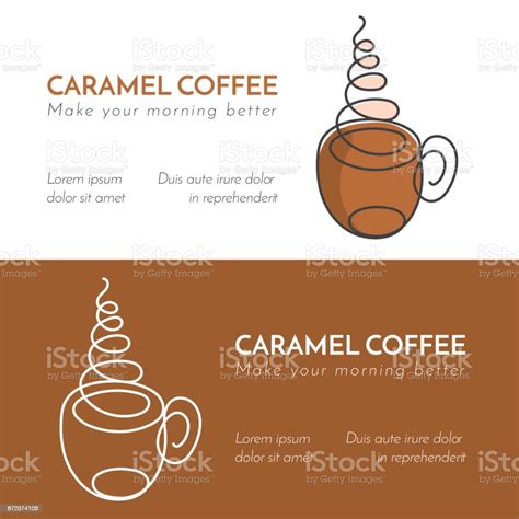 뜨거운 차 또는 커피 증기와 갈색 장식의 지속적인 라인 컵 0명에 대한 스톡 벡터 아트 및 기타 이미지 0명 갈색 개념 Istock