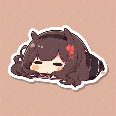 Premium Ai Image Minimal Japanese Kawaii Sleepy Lazy Girl Chibi Anime Vector Art Sticker With