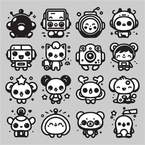 Cute Kawaii Robot Icons Set 51869481 Vector Art At Vecteezy