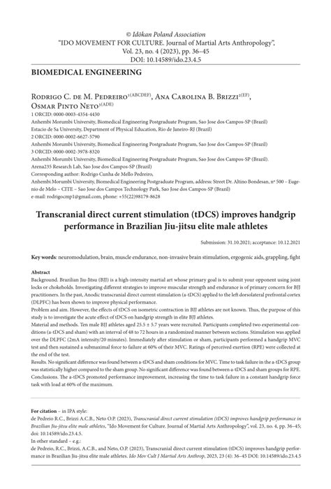 Pdf Transcranial Direct Current Stimulation Tdcs Improves Handgrip Performance In Brazilian