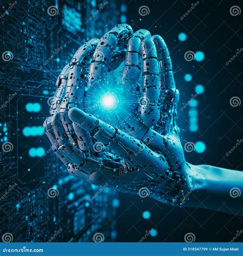 hand of robot touching on binary data stock illustration illustration