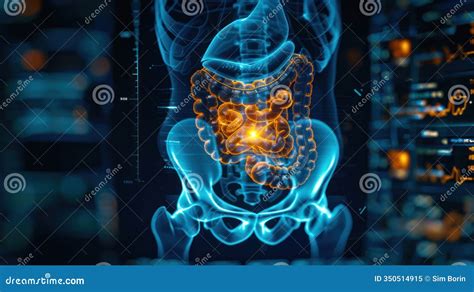 An Ultrasound Scan Showing The Abdominal Area Highlighting Internal Organs Stock Illustration