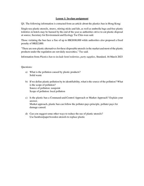 Week In Class Assignment Lesson In Class Assignment Q The Following Information Is