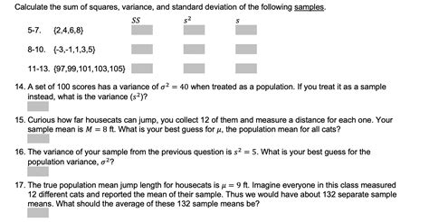 Solved Calculate The Sum Of Squares Variance And Standard Chegg Com