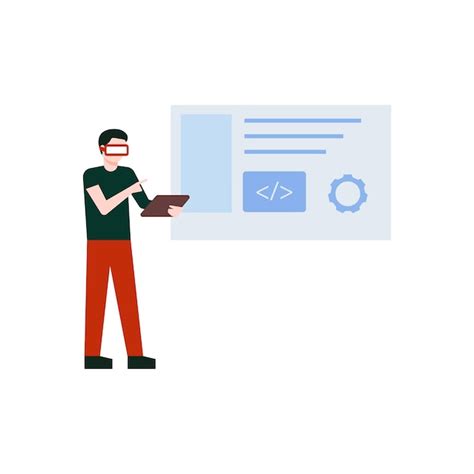 El Chico Está Trabajando En La Codificación Vector Premium