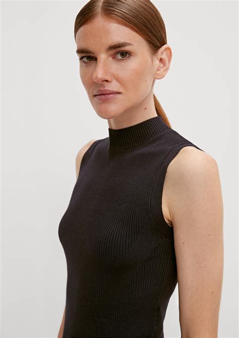 Fine Knit Viscose Blend Top Black Comma