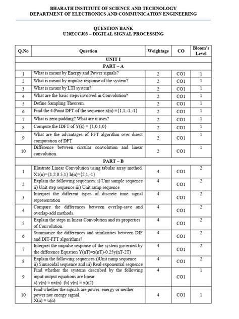 U20eccj03 Dsp Question Bank June 2023 Updated Pdf Low Pass