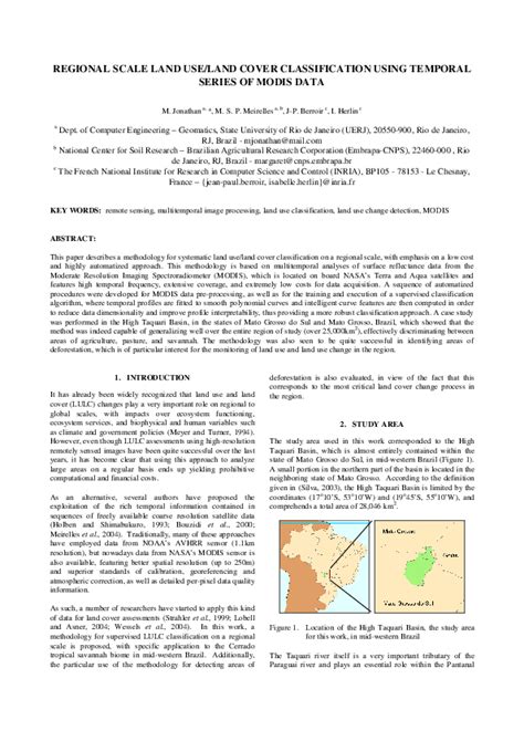 Pdf Regional Scale Land Use Land Cover Classification Using Temporal Series Of Modis Data