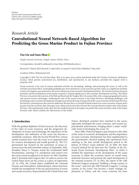 Pdf Convolutional Neural Network Based Algorithm For Predicting The Gross Marine Product In