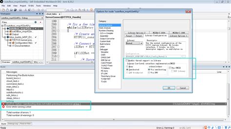 msp432e401y links error semihosting problem simulation hardware