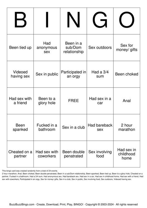 Sex Act Bingo Bingo Cards To Download Print And Customize
