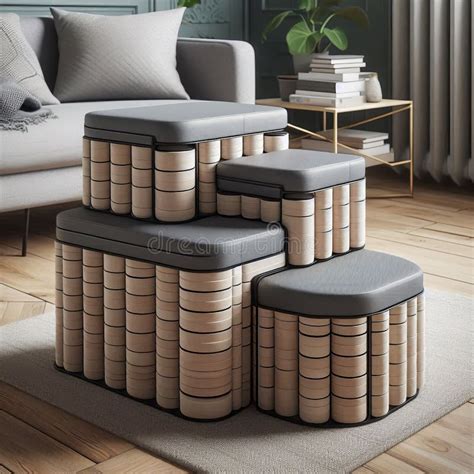 20 84 Nesting Stools A Set Of Portable Compact Stools That Stock Image Image Of Item