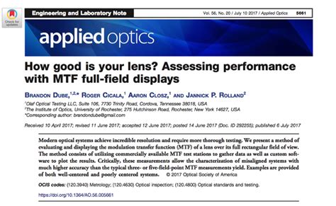 Mtf Full Field Displays Robert E Hopkins Center For Optical Design