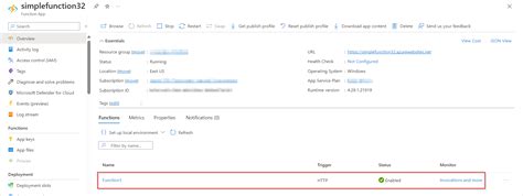 Visual Studio Publish Azure Function App Is Unreachable Stack