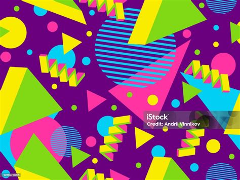 80년대 스타일의 3d 기하학적 이음매 없는 패턴 3d 아이소메트릭 삼각형 지그재그 및 원 판촉 제품 포장지 및 인쇄를 위한 디자인 벡터 그림 0명에 대한 스톡 벡터 아트