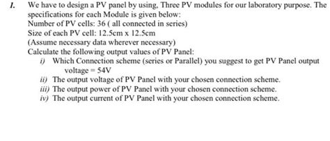 Solved The Output Voltage Of A Solar PV Cell Of Size Chegg