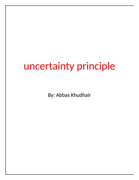 PDF Uncertainty Principle