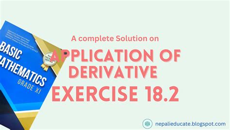 Application Of Derivative Exercise 18 2 Class 11 Basic Mathematics