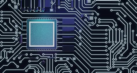 마더보드cpu 칩 마이크로칩 및 기타 컴퓨터 부품이 있는 회로 기판에서 컴퓨터 프로세서 칩의 추상적인 3d 렌더링 컴퓨터 칩에