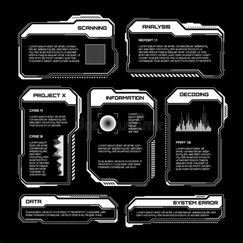 White Futuristic Hud Ui Elements Sci Fi User Interface Text Boxes Callouts Stock Vector