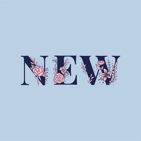 Free Vector Botanical Vector New Text Girly Style Typography Font