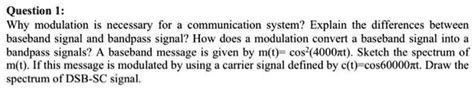 SOLVED Question Why Modulation Is Necessary For A Communication Svstem Explain The