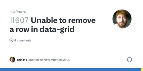 unable to remove a row in data grid · issue 607 · mui mui x · github