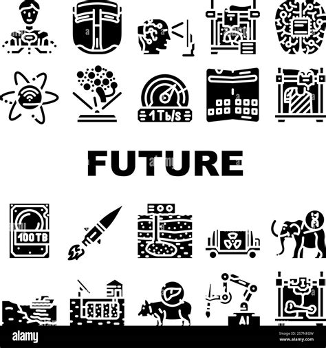 Future Technology Digital Data Icons Set Vector Tech Futuristic Business Internet