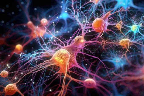 Illuminated Neurons Network Synapse Activity Illustration Stock Illustration Illustration Of