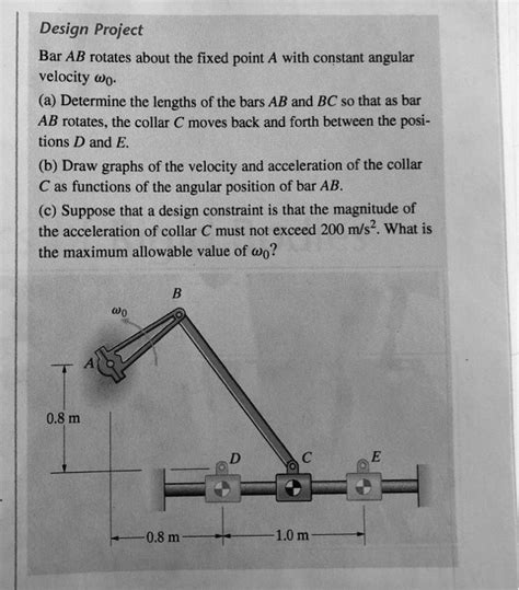 Design Project Bar AB rotates about the fixed point A with a constant angular velocity Ïo a