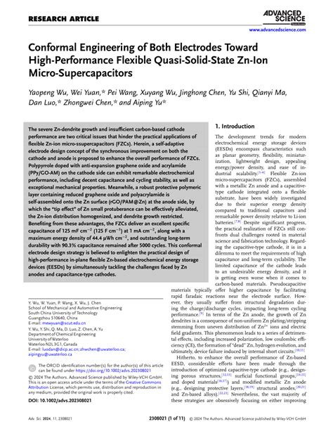 Pdf Conformal Engineering Of Both Electrodes Toward High‐performance
