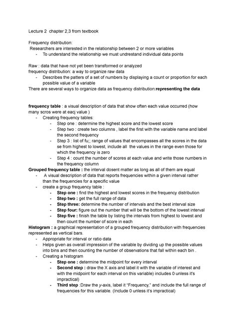 statistics lecture 2 chapter 2 3 from textbook frequency distribution