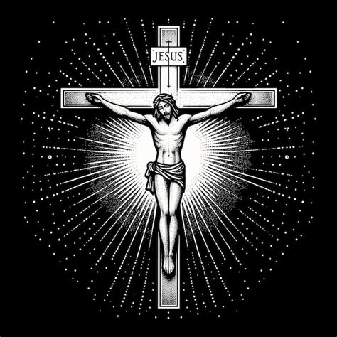 Un Dibujo De Jes S En La Cruz Que Dice Jes S En L Vector Premium