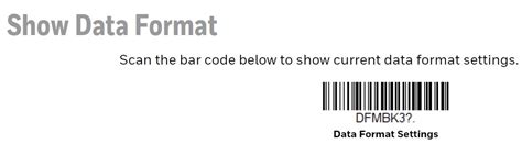 how to display current data format settings on the scanner
