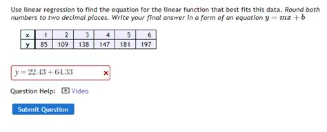 Solved Use Linear Regression To Find The Equation For The Chegg