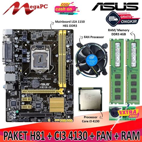 Jual Paket Mainboard Lga 1150 H81 Ddr3 Core I3 4130 I3 4150 Fan Jual Paket Mainboard Lga 1150 H81 Ddr3 Core I3 4130 I3 4150 Fan