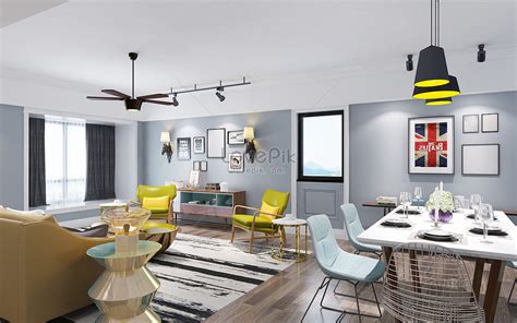 북유럽 거실 효과 그림 사진 무료 다운로드 Lovepik