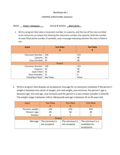 Solution Selection Structure Flowchart With Source Code Worksheet 3 1