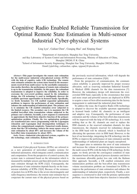 Pdf Cognitive Radio Enabled Reliable Transmission For Optimal Remote