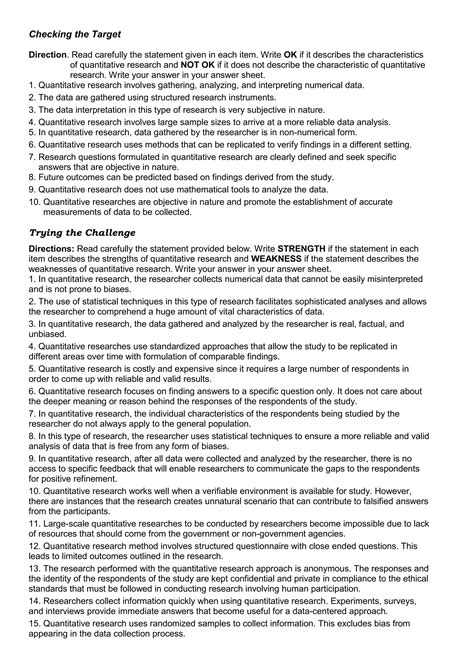 Lesson 1 Characteristics Of Quantitative Research Docx Educational Assessment Education