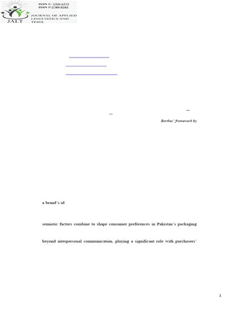 Semiotics Of Deception A Linguistic Analysis Of Packaging Industry In