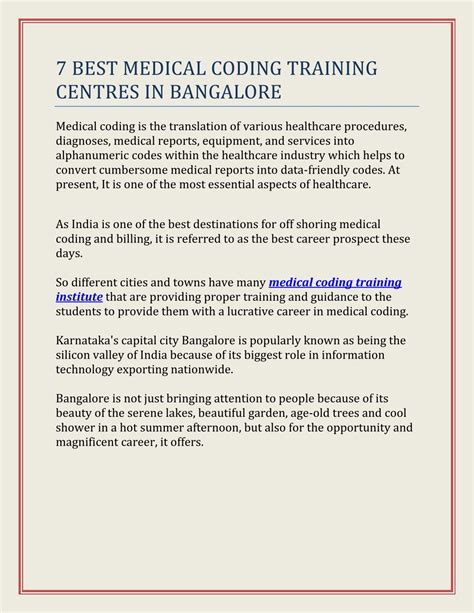 ppt 7 best medical coding training centres in bangalore powerpoint