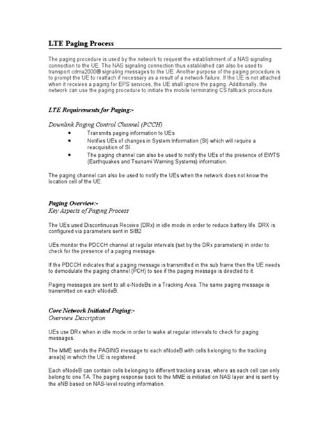Lte Paging Pdf Computer Network Electronics