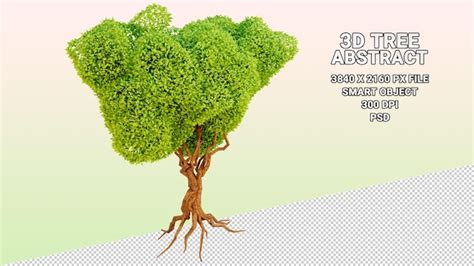 Premium Psd Isolated 3d Model Of Tree With Abstract Green Leaves On